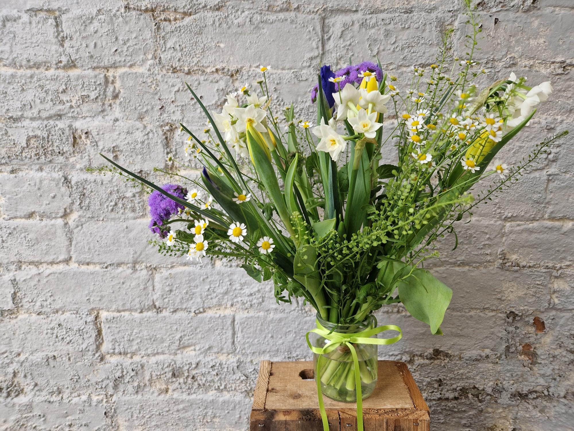 Jam jar Summer posy - Bright Blooms Shaftesbury - Bouquets, Wedding ...